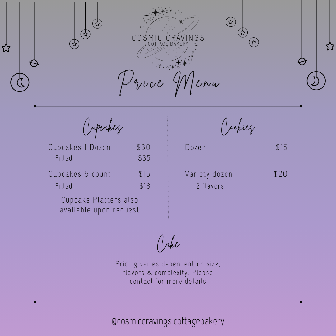 Official Menu – Cosmic Cravings Cottage Bakery